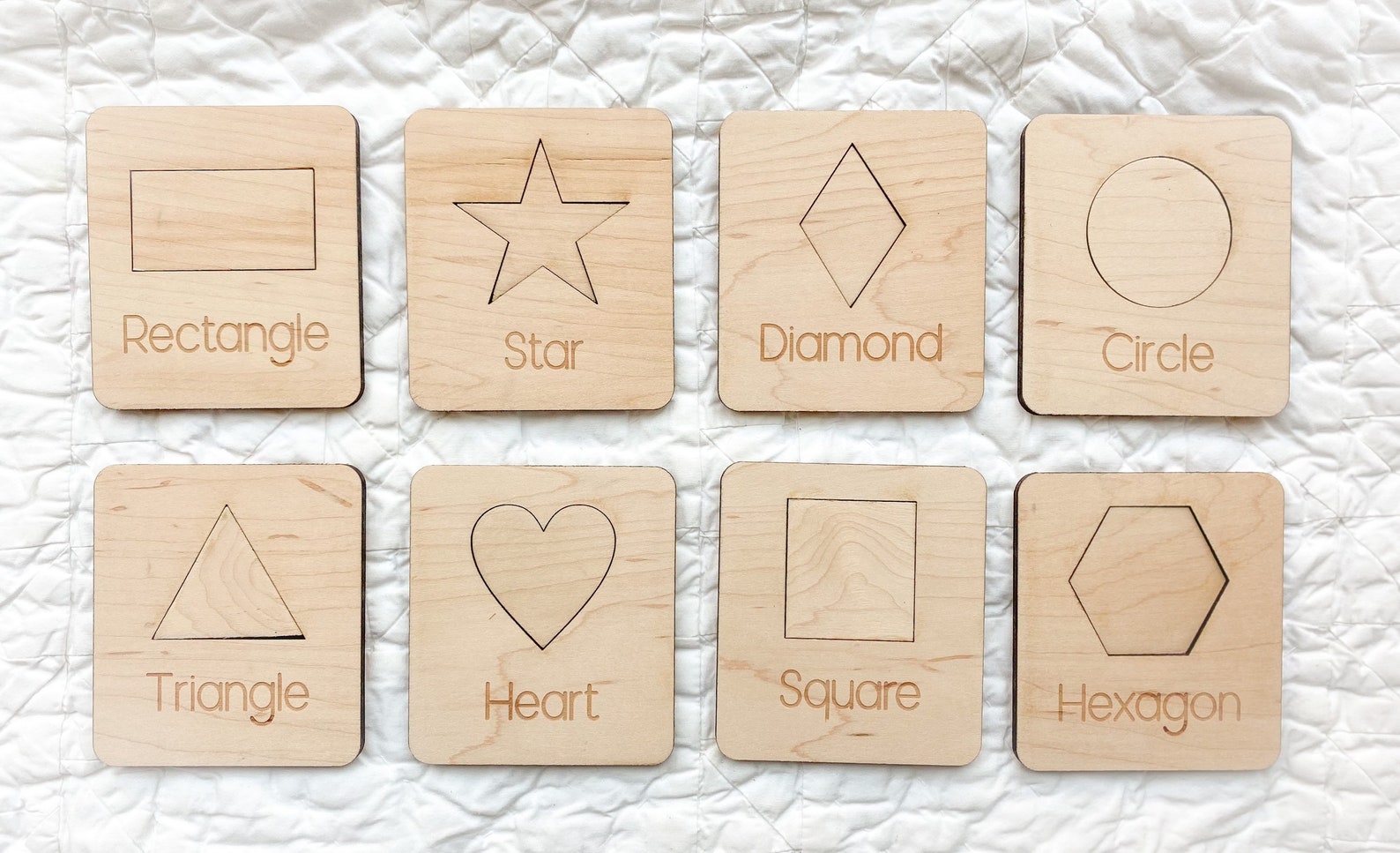 Wooden Shapes Flash Cards • Set of 8 Shapes and Names on Sturdy Wood ...