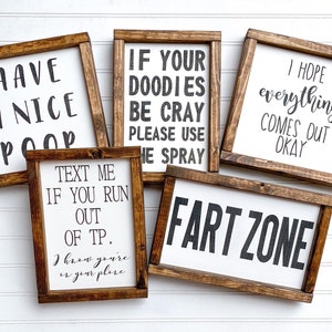 Bathroom Signs | Have A Nice Poop | Doodies Be Cray | Fart Zone | Run ...