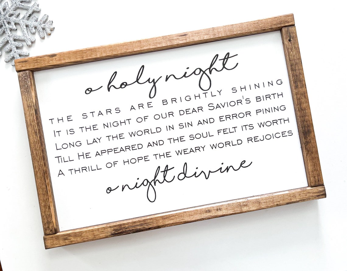 O Holy Night Wood Sign | Christmas Song Sign | Farmhouse Christmas Sign ...