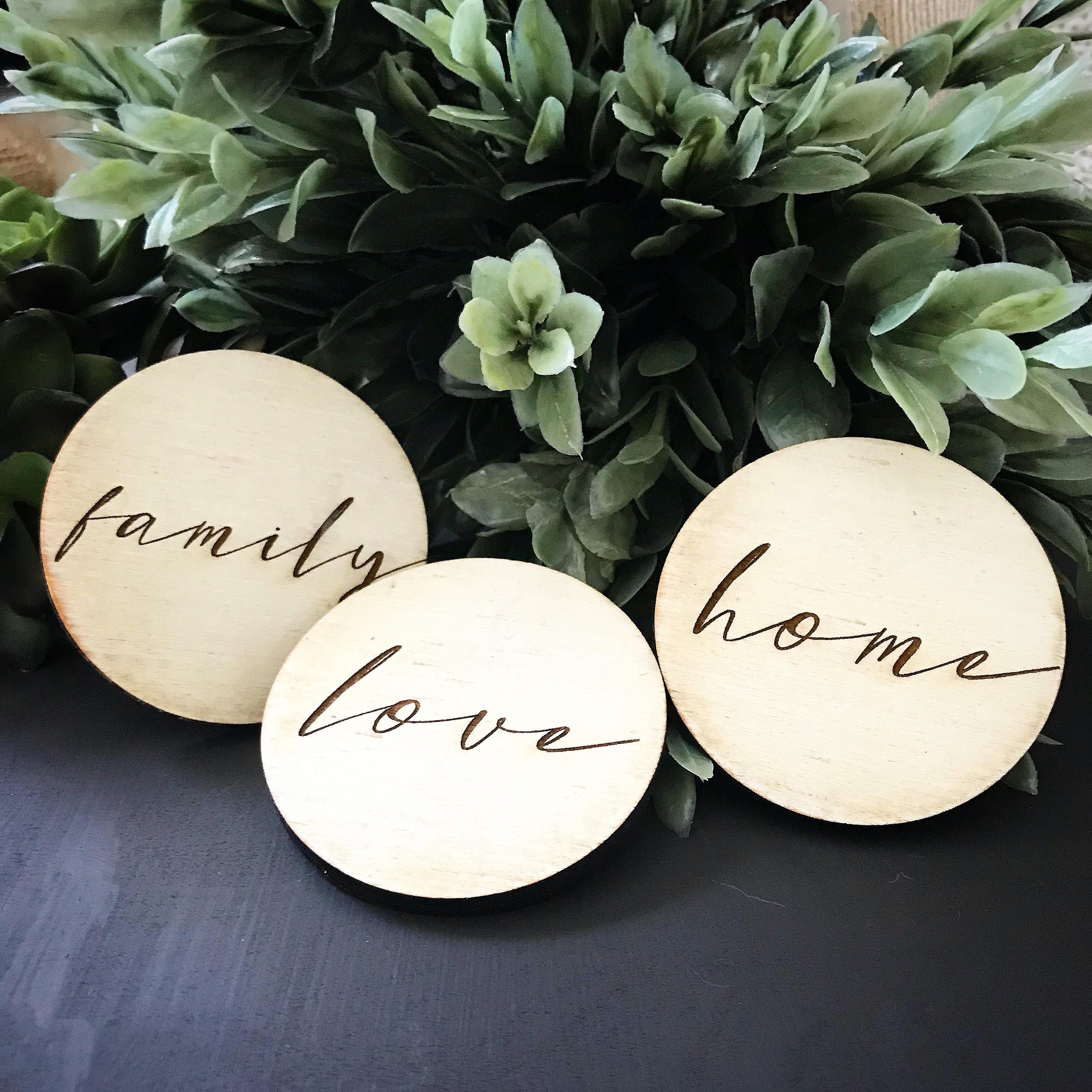 Wood Burned Family Love Home Magnet Set Natural Wood Magnets Wood ...