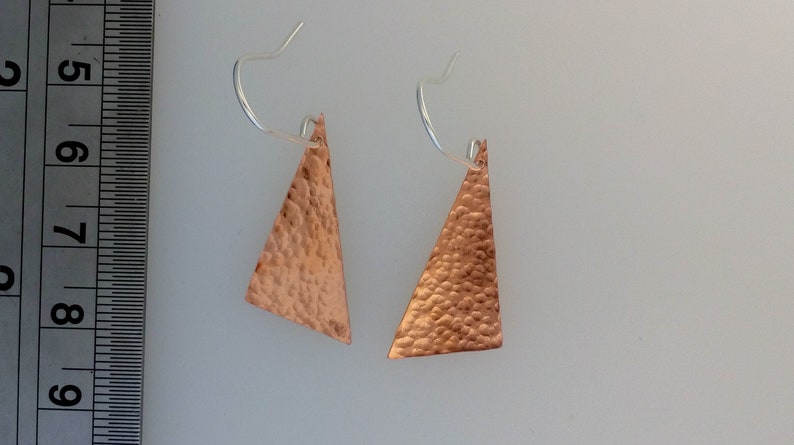 Copper Hammered Triangle Earrings Triangle Copper Earrings - Etsy