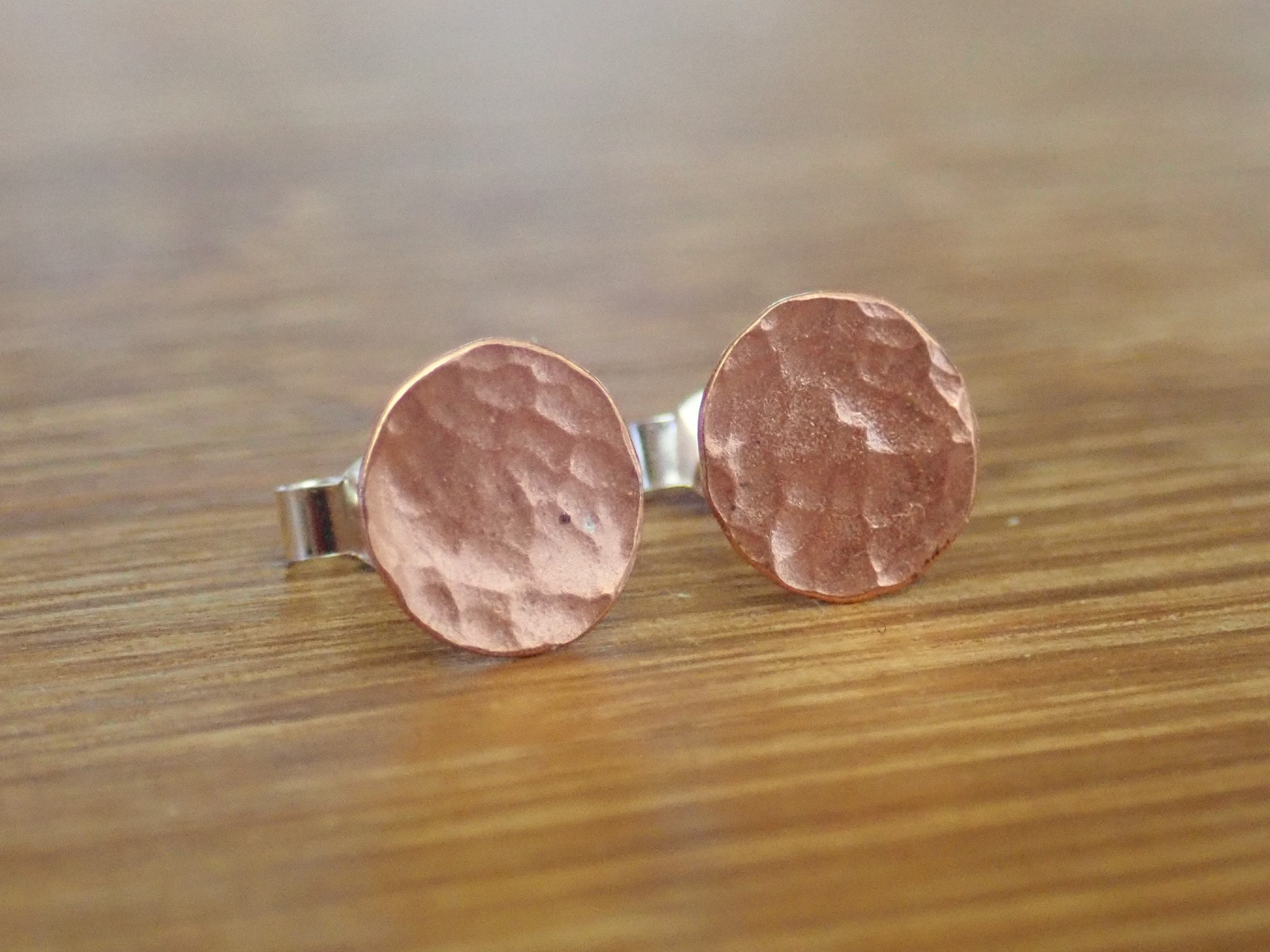 Copper Hammered Studs, Hammered Copper and Sterling Silver Studs ...