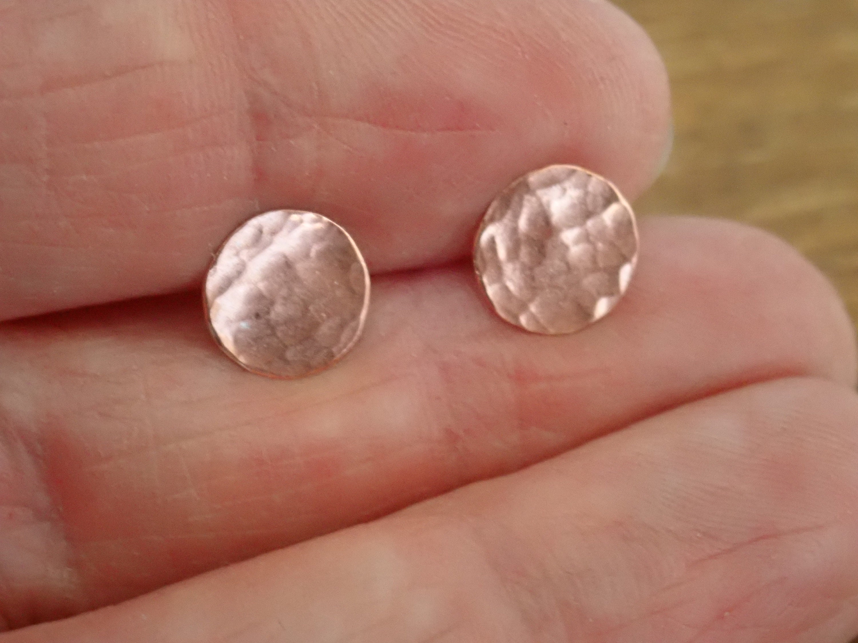 Copper Hammered Studs, Hammered Copper and Sterling Silver Studs ...