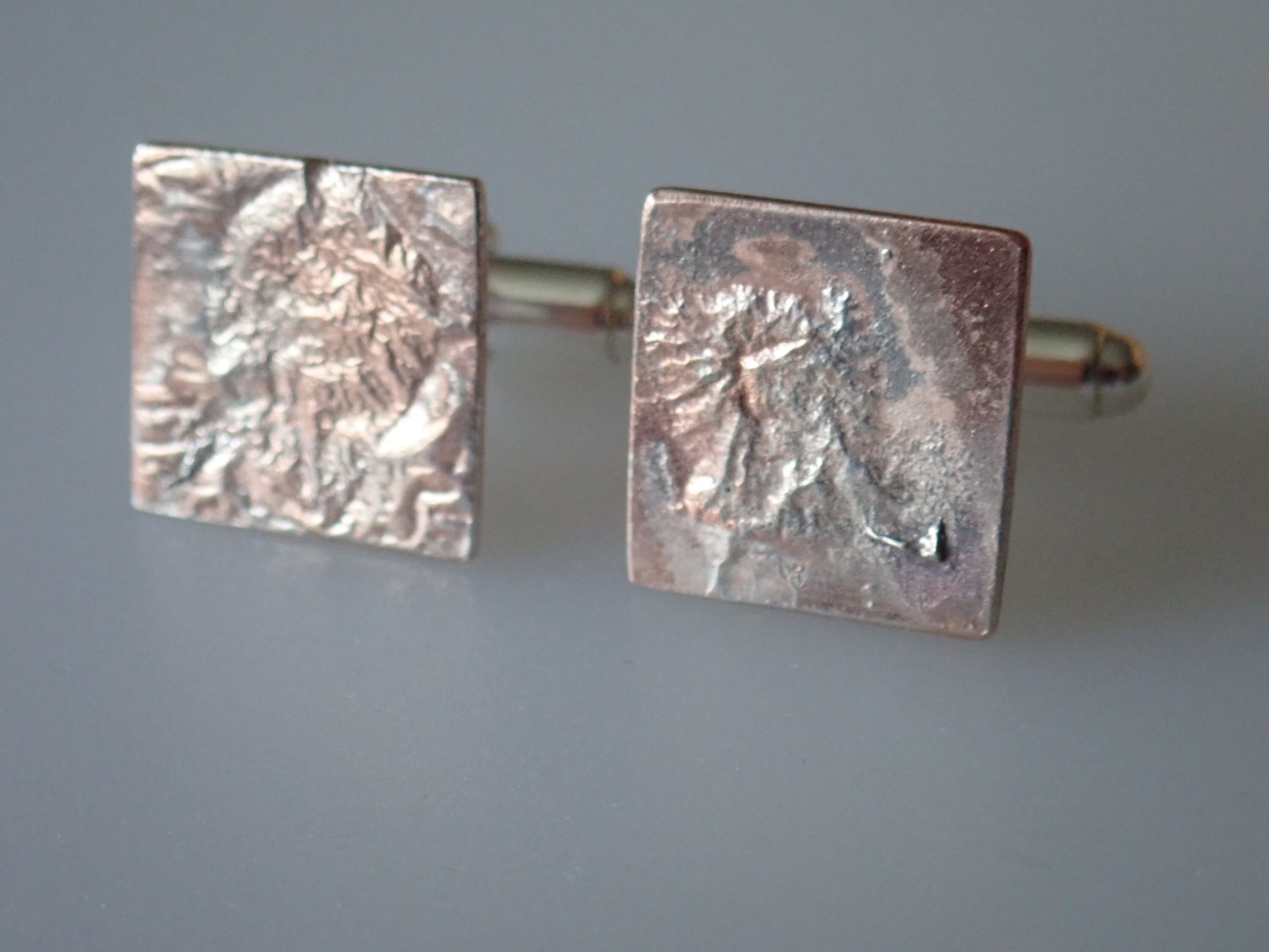 Fused Copper and Sterling Silver Cufflinks Unique - Etsy Norway
