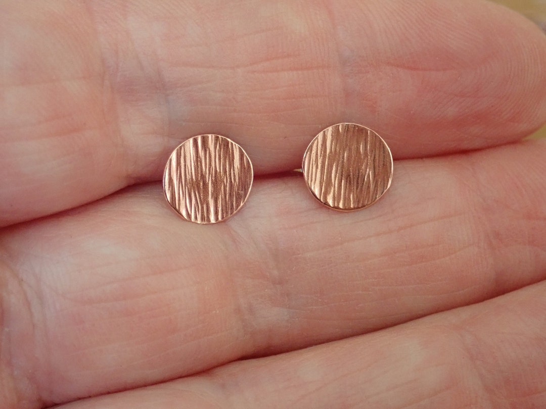 Bark Hammered Copper Studs, Copper and Sterling Silver Studs, Hammered ...
