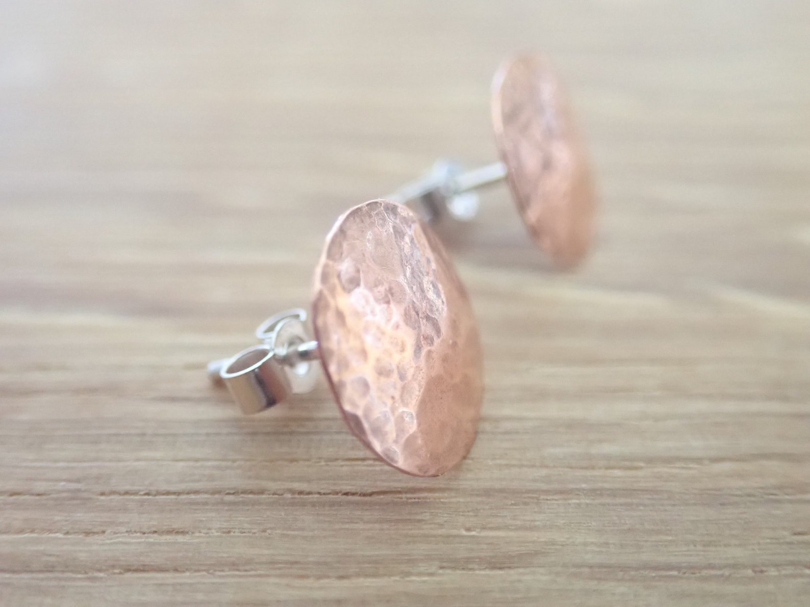 Copper hammered studs Copper studs Hammered copper studs | Etsy