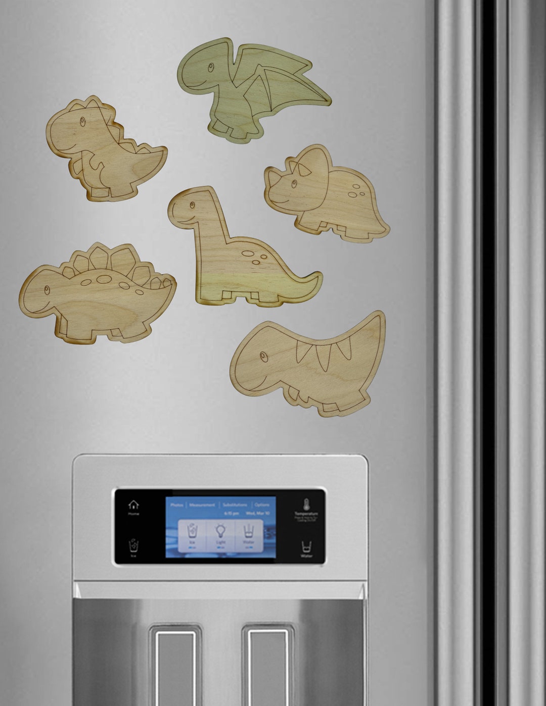 Wooden Engraved Dinosaur Set, Dino Magnet DIY Kit, Kids Dino Paint Kit ...