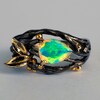 Raw Bismuth Ring for Women, Rainbow Rough Crystal Gemstone Ring Silver ...