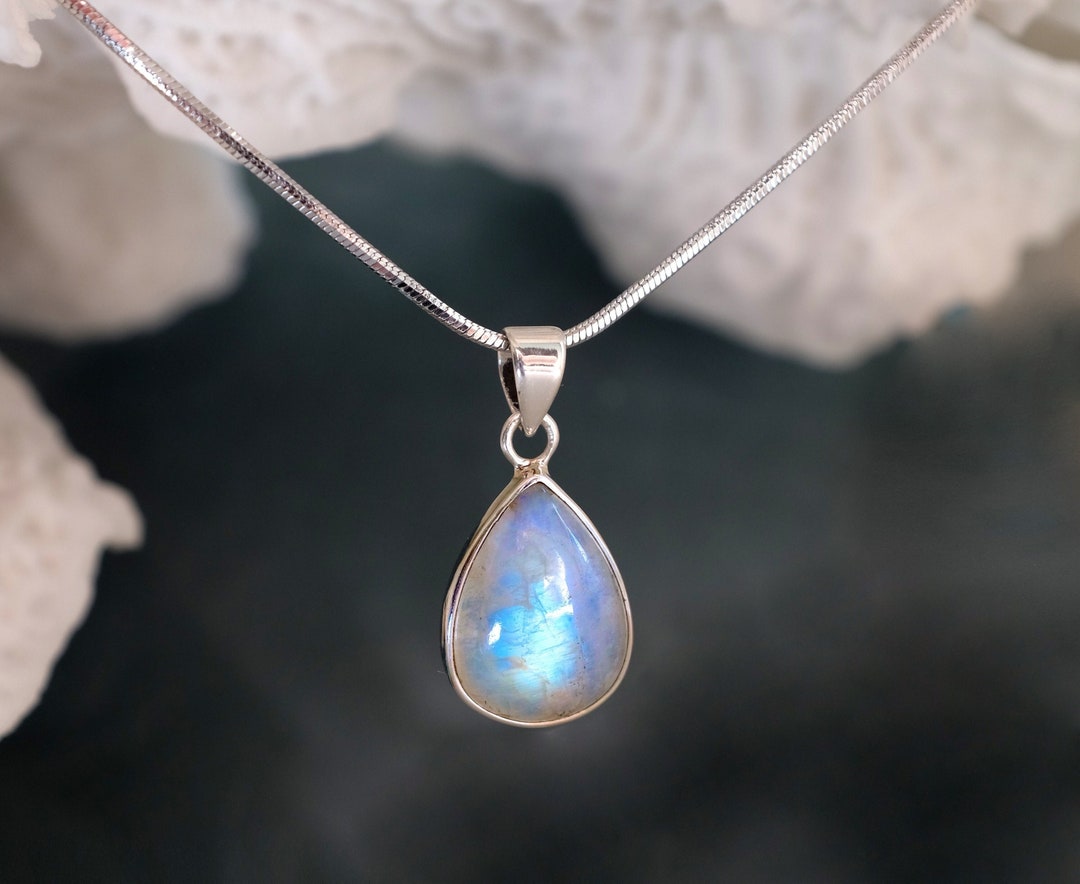 Blue Moonstone Necklace Gemstone Necklace Birthday Gifts for - Etsy