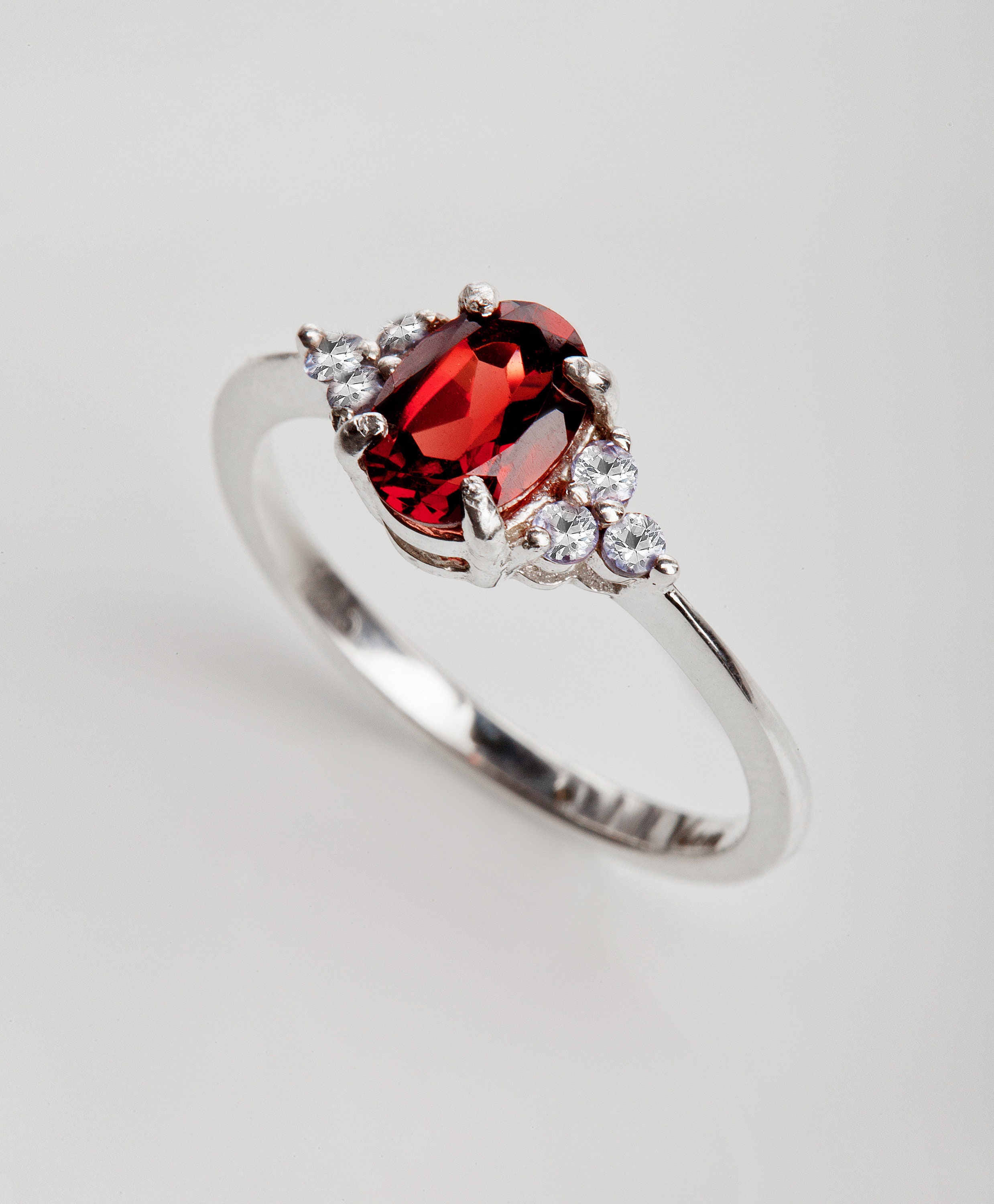 Red Garnet Ring Women Tiny Dainty Ring for Her January - Etsy