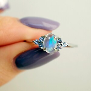 Rainbow Moonstone Ring for Women, Dainty Ring for Her, June Birthstone ...