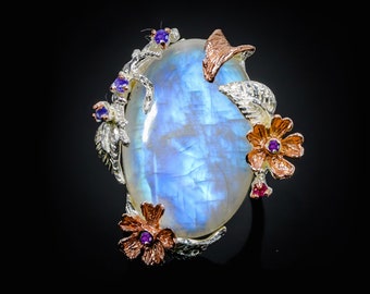 Large Moonstone Ring - Etsy