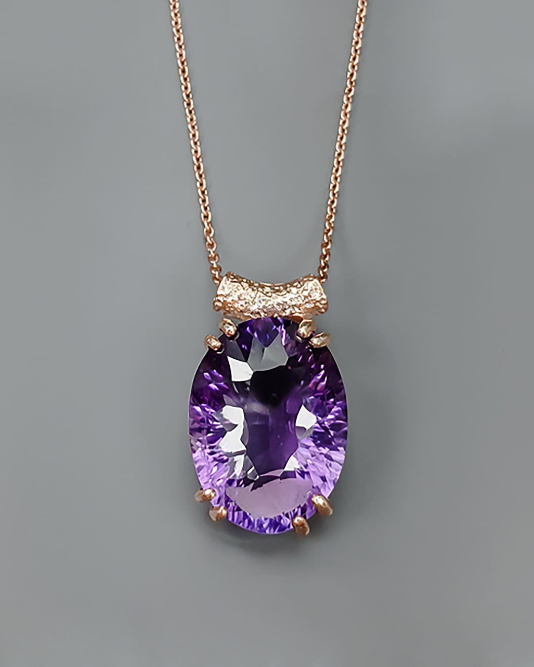 Purple Amethyst Necklace for Women, Natural Gemstone Pendant, February ...