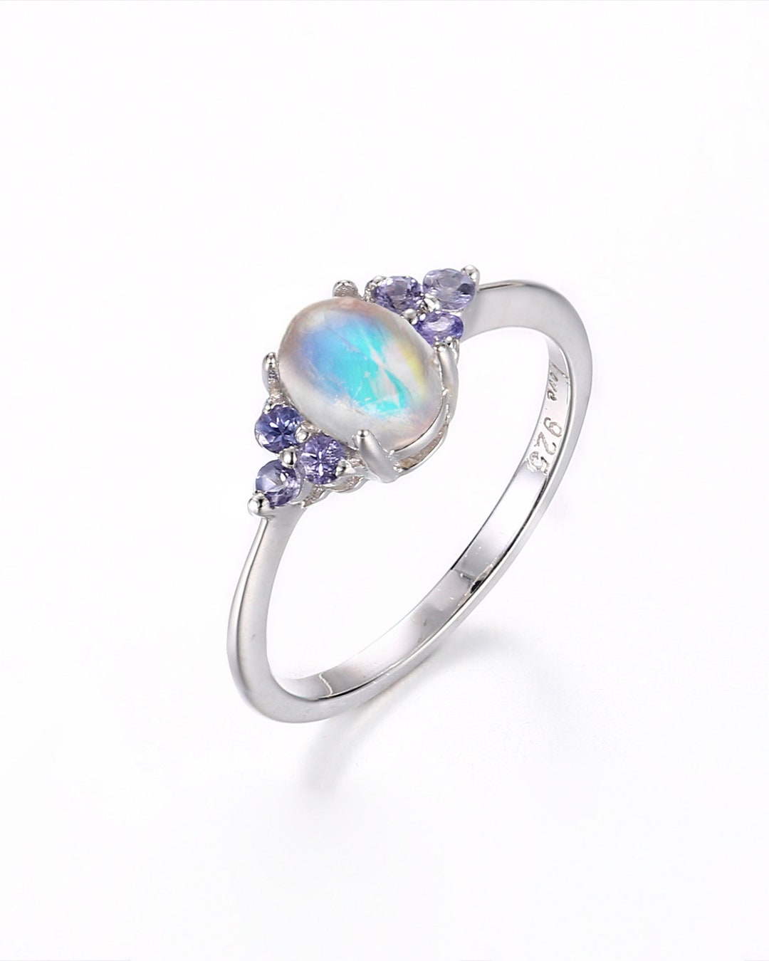 Rainbow Moonstone Ring for Women, Dainty Ring for Her, June Birthstone ...