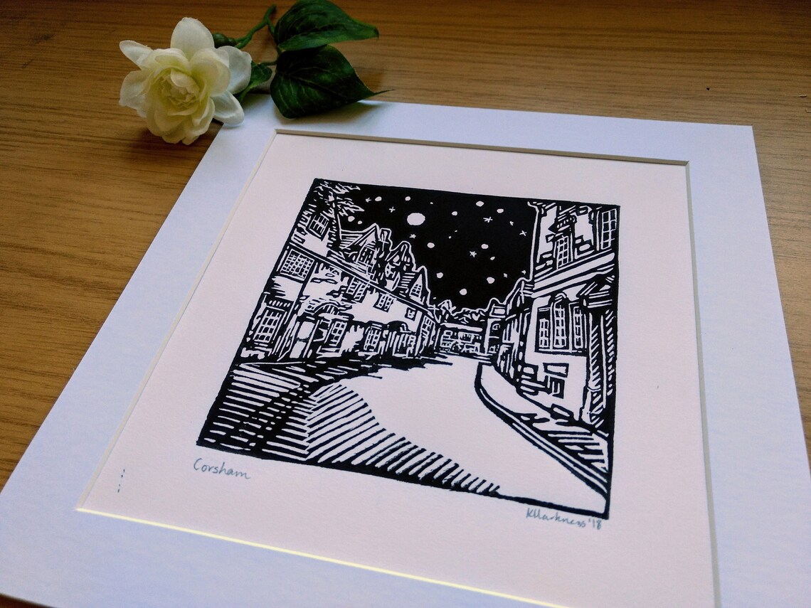 Corsham High Street Inspired Lino Print Art - Etsy