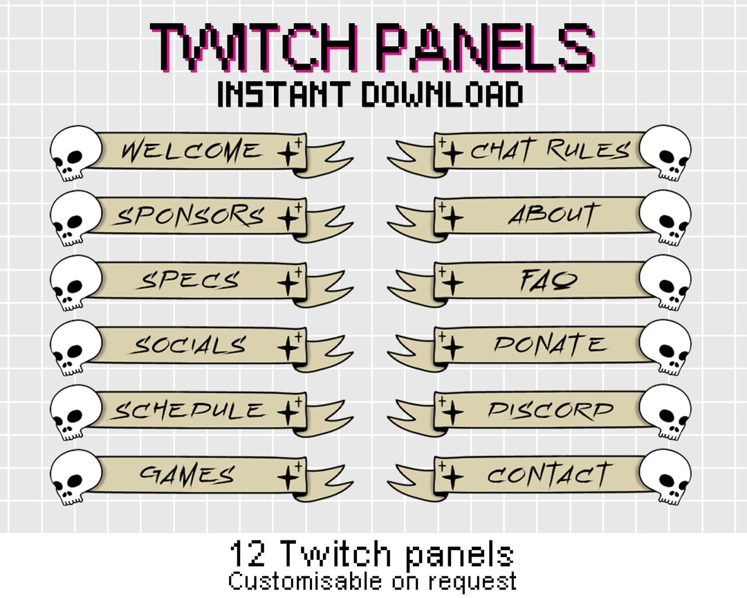Skull Panel Banner, Twitch Banners, Panel Header, Twitch Stream Profile ...