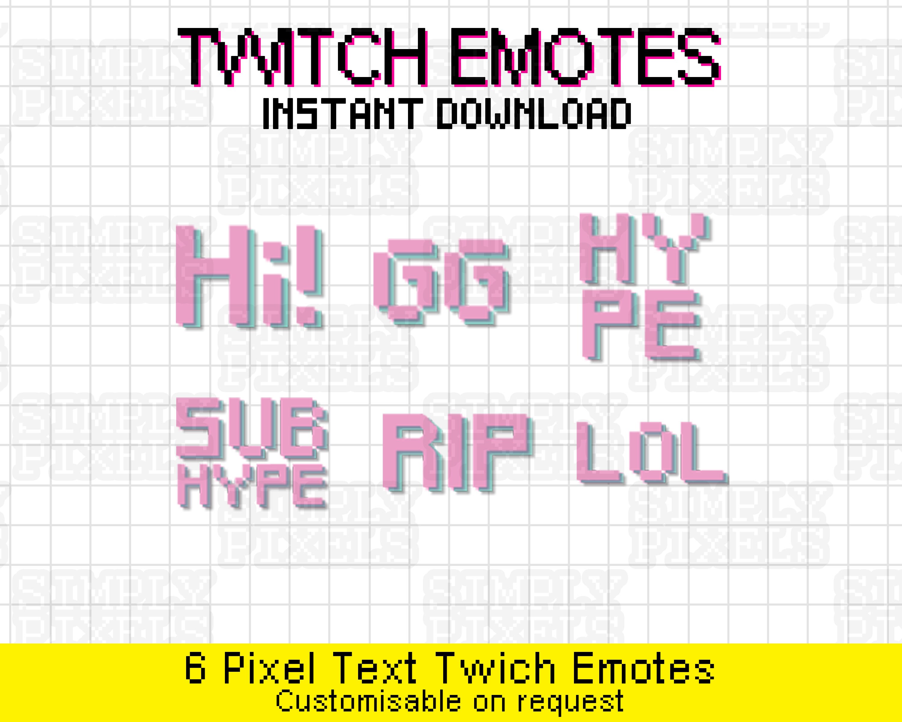 Pixel Text Twitch Emotes, Pixel Font, Gamer Emotes, Twitch Streamer ...