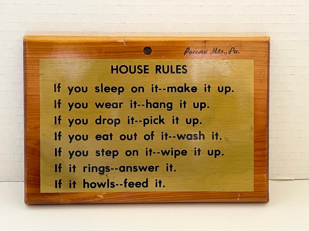 Vintage Wood Plaque House Rules Gift for Mom Vintage Wooden Sign Pocono ...
