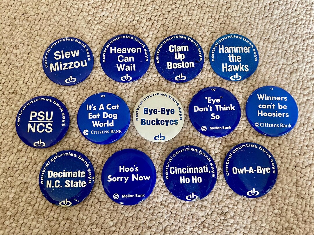 Vintage Collection of 13 Penn State University, PSU Football Buttons ...