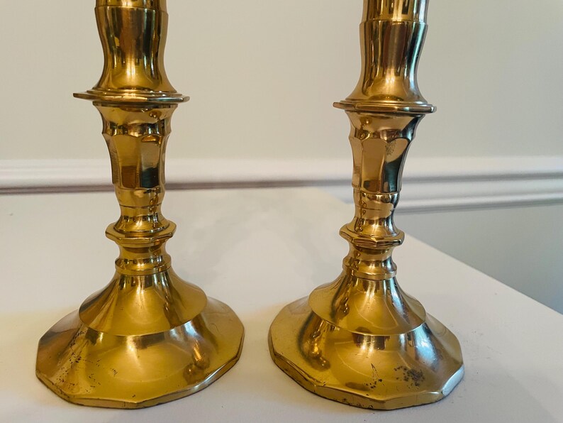 Vintage Pair of Brass Candlestick Holders Grannycore Decor - Etsy