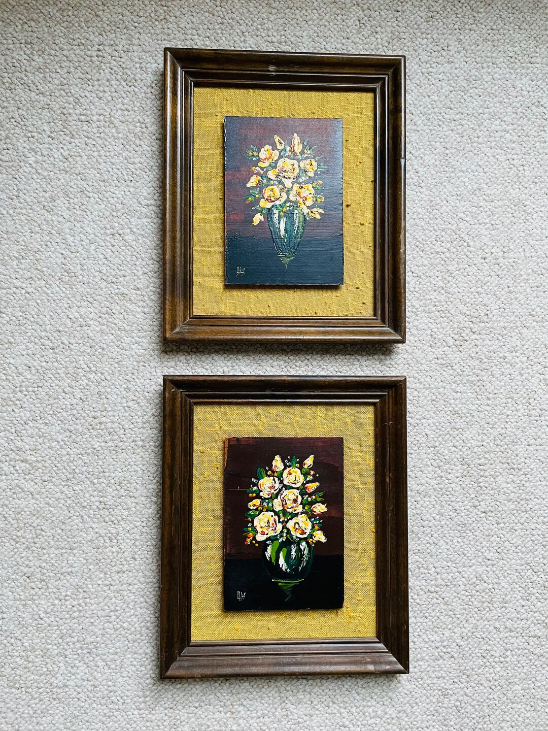 Mid Century Oil Painting Wall Art JARU Paintings Pair 60s Wall Art ...