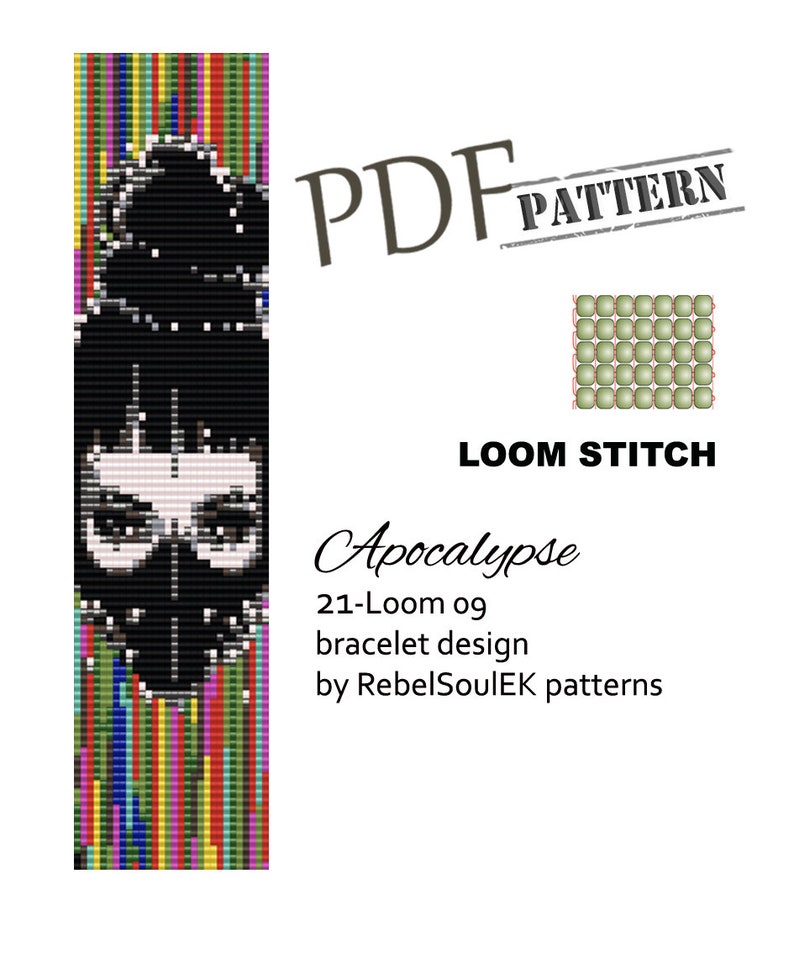 Apocalypse Pattern Mask Loom Bracelet Goth Loom Halloween - Etsy