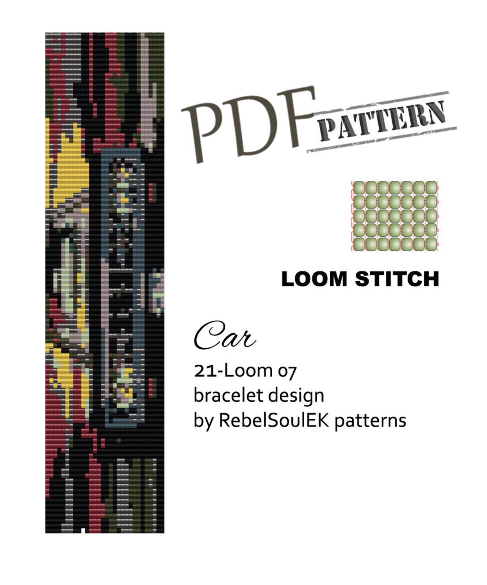 Car Seed Bead Pattern Road Loom Design Travel Loom Pdf - Etsy