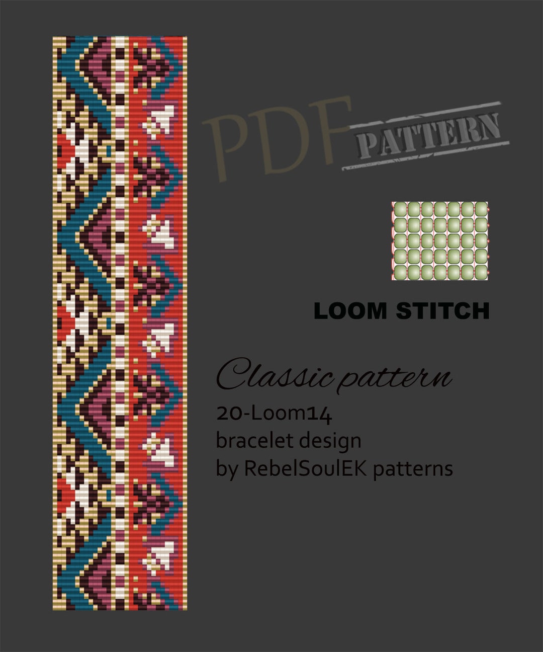 Zig Zag Loom Beading Pattern: Geometric Seed Bead Bookmark (PDF Pattern ...