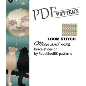 Cats and Midnight Moon Instant Download, Moon Bracelet, Bead Loom ...