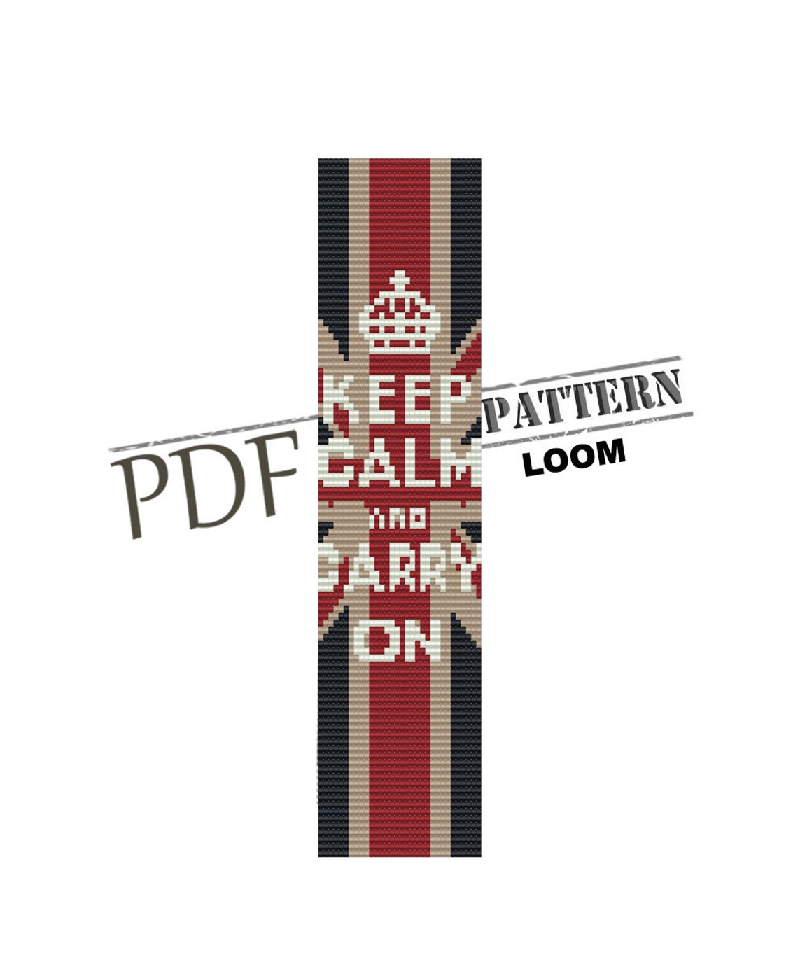 British Flag Loom Beading Pattern: Keep Calm Crown Bracelet (PDF ...