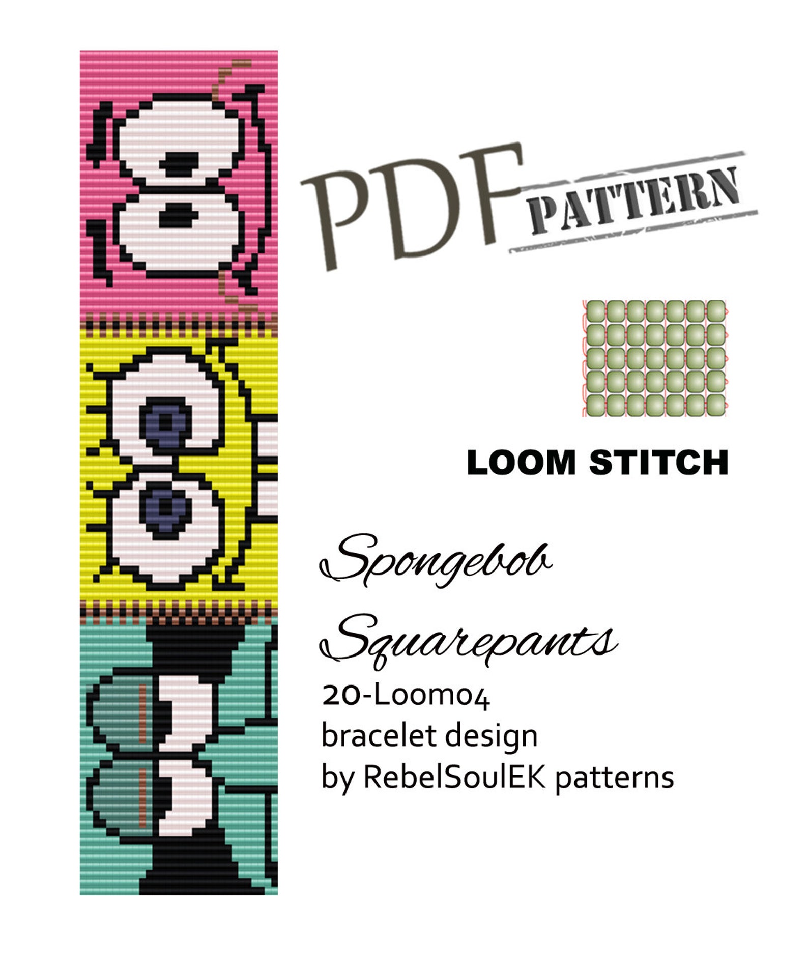 Sponge Pattern Cartoon Loom Pattern Square Stitch Bead - Etsy