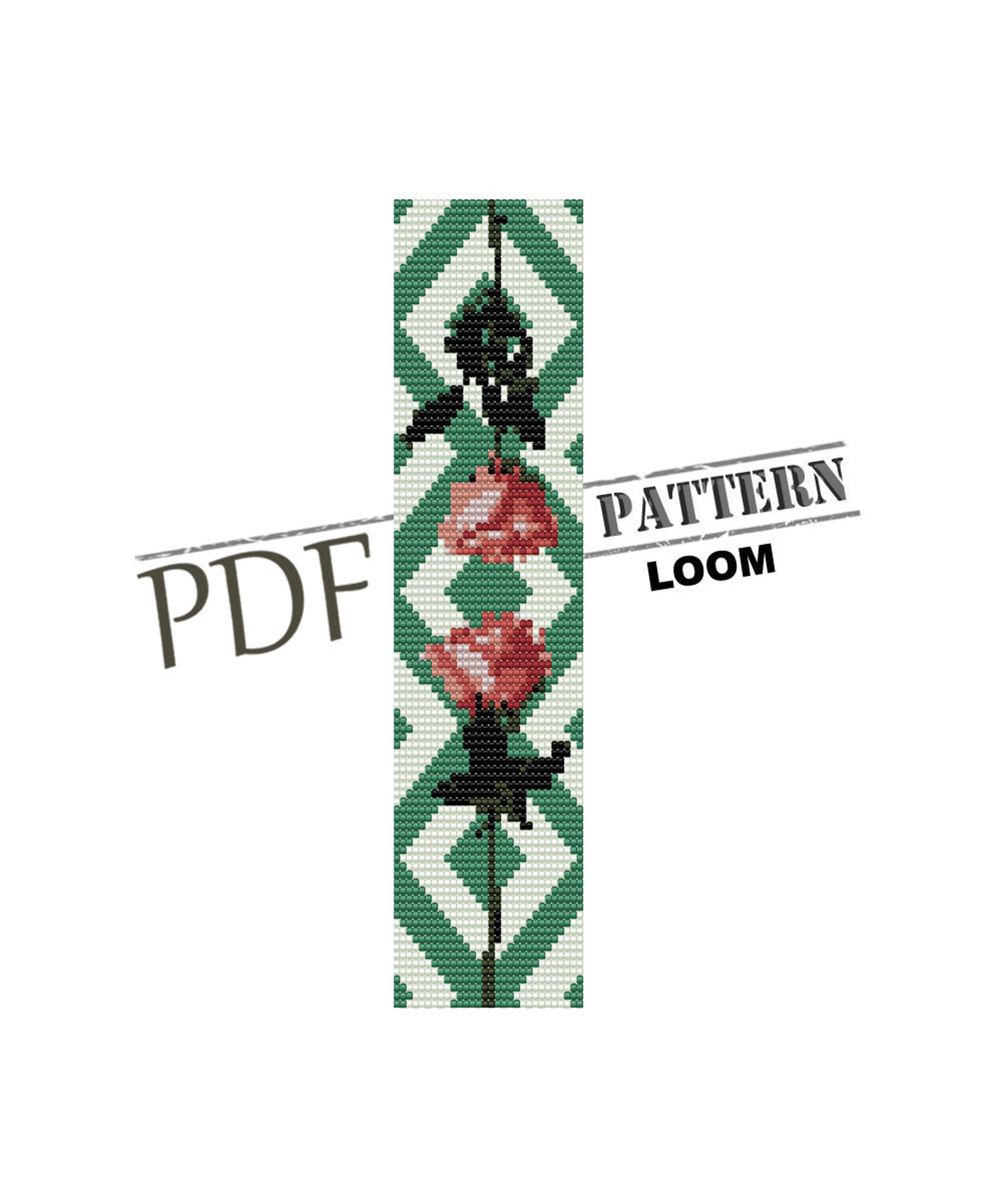 Pink Roses Bead Loom Pattern Loom Beading Bookmark - Etsy