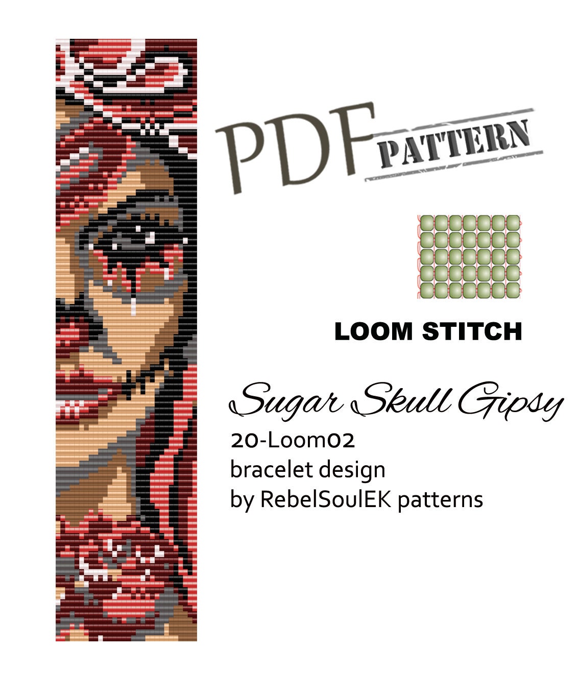 Gipsy Beadwork Pattern Sugar Skull Loom Instant Download | Etsy