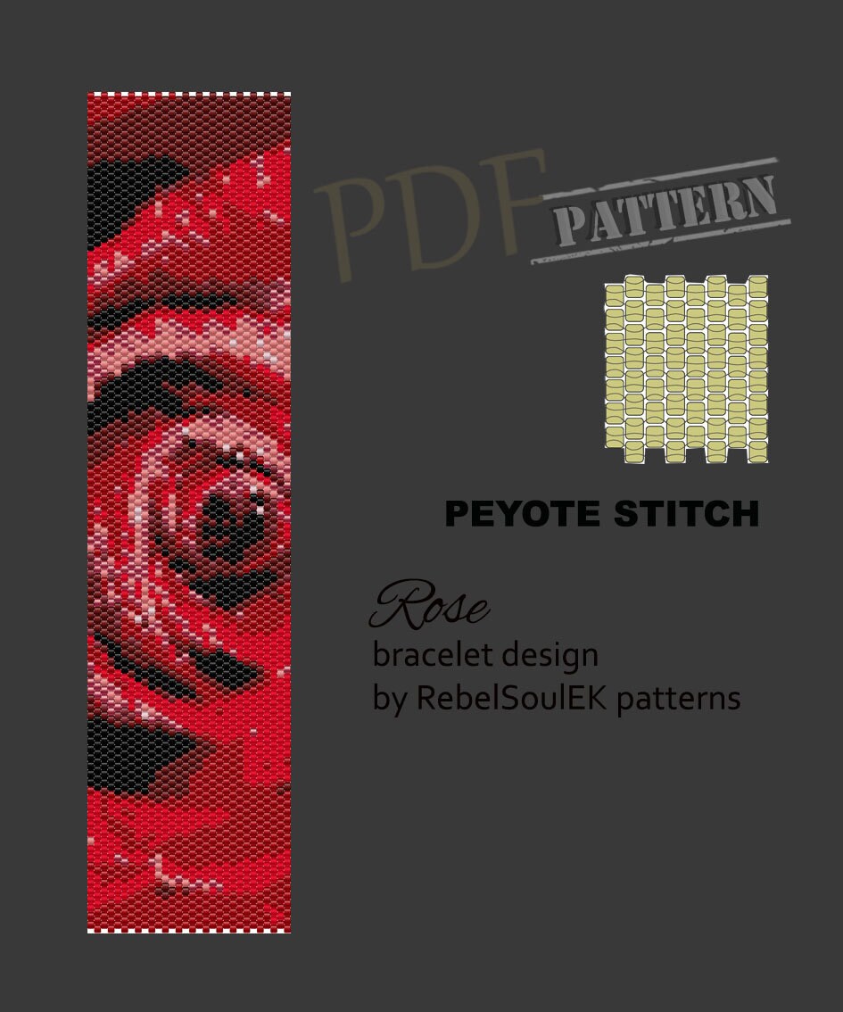 Rose Pattern, Flower Pattern, Instant Download, Seed Bead Pattern ...