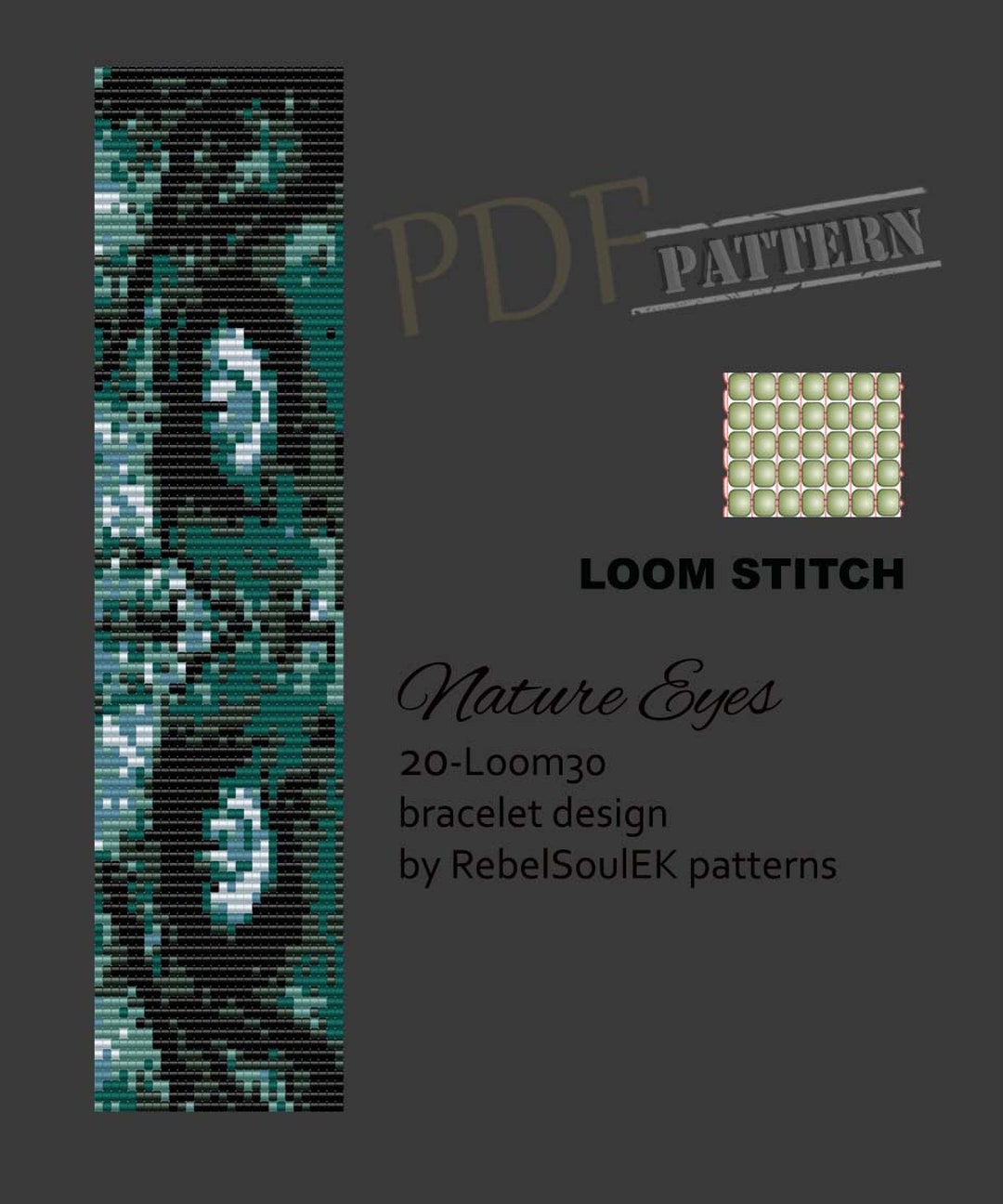 Eyes Bead Loom, Nature Eyes Bracelet Loom, Loom Pattern, Beading ...