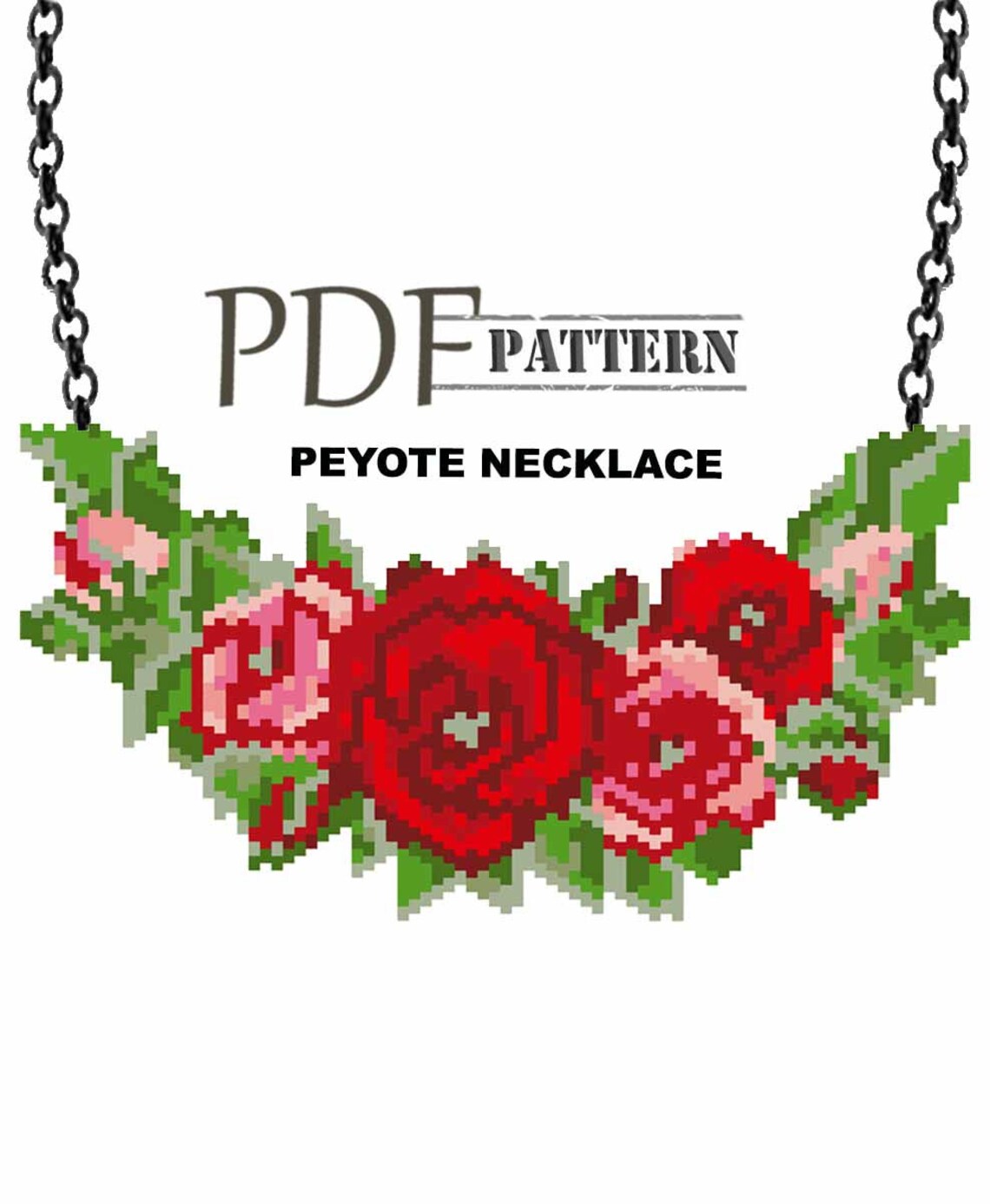 Roses pattern necklace flower pattern instant download seed | Etsy