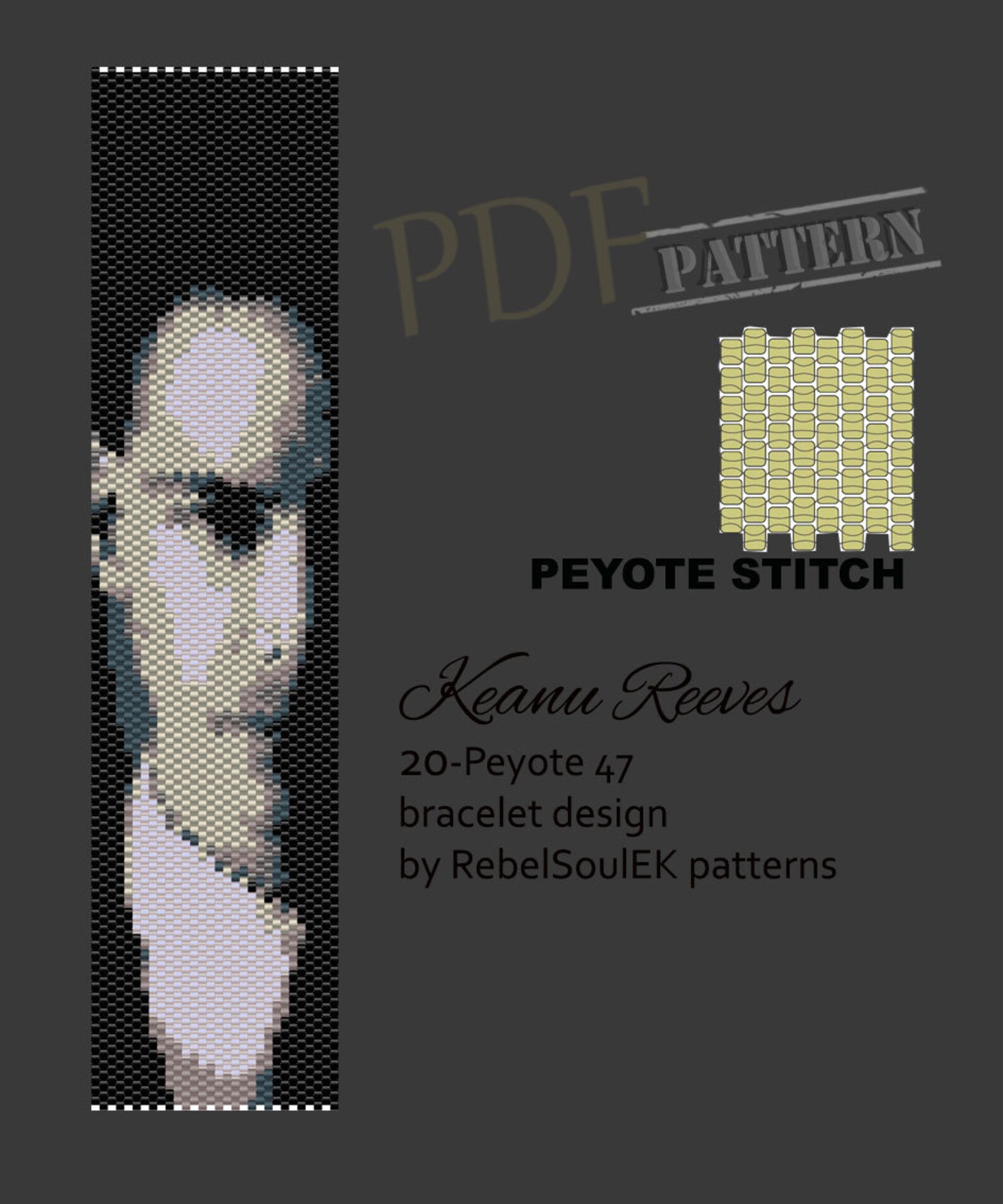 Keanu Reeves Bead Peyote Pattern, Peyote Beading, Hollywood Pattern ...