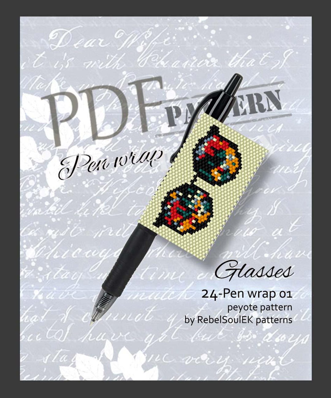 Sun Glasses Pen Wrap Pattern, Glasses Pen Cover, Pattern for G2 Pen by ...