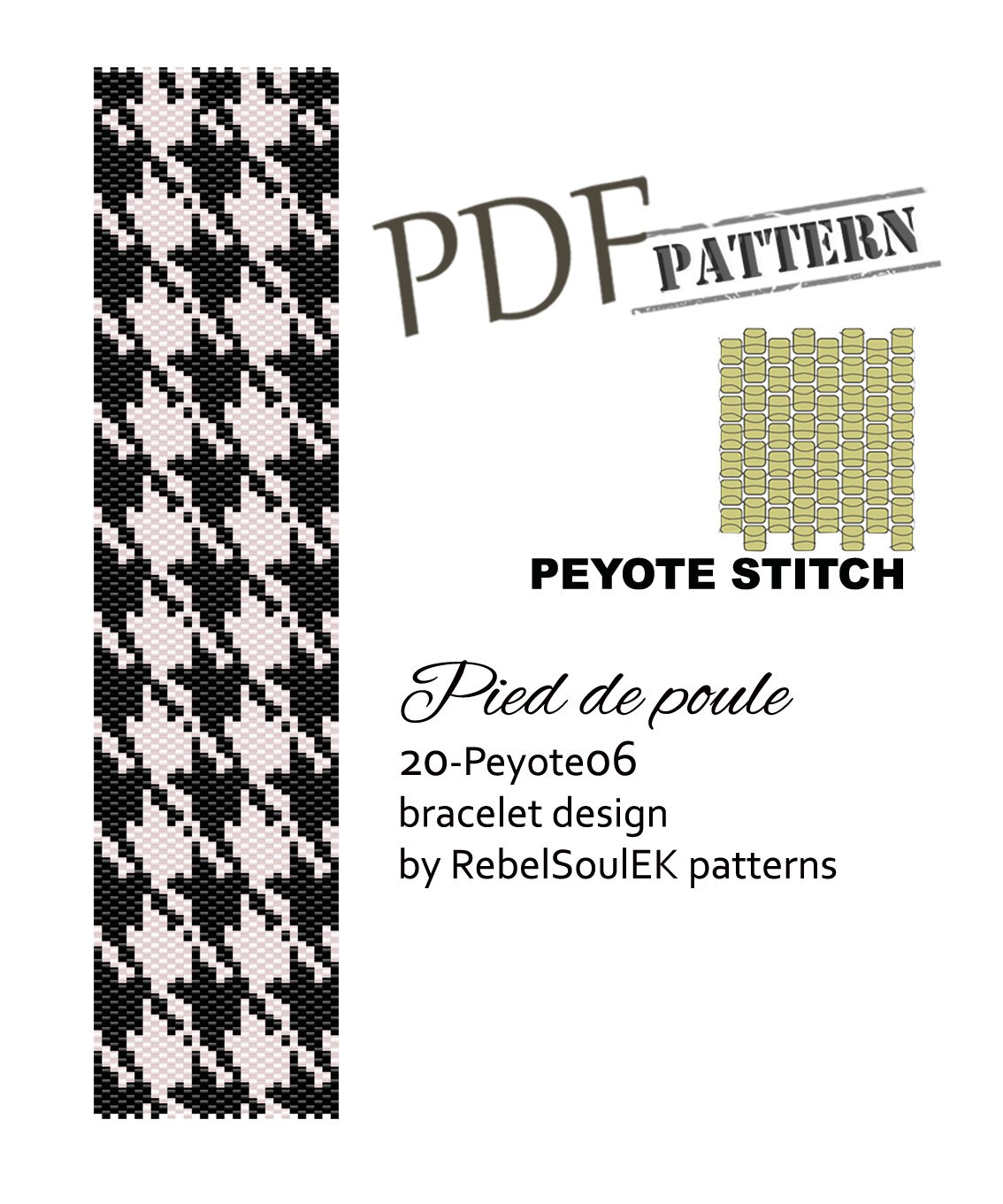 Pied De Poule Pattern Peyote Design Indownloadpeyote Seed | Etsy