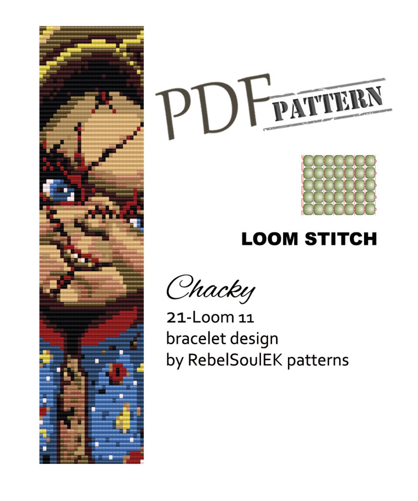 Chacky Pattern, Horror, Childs Play, Loom Bracelet, Goth Loom ...