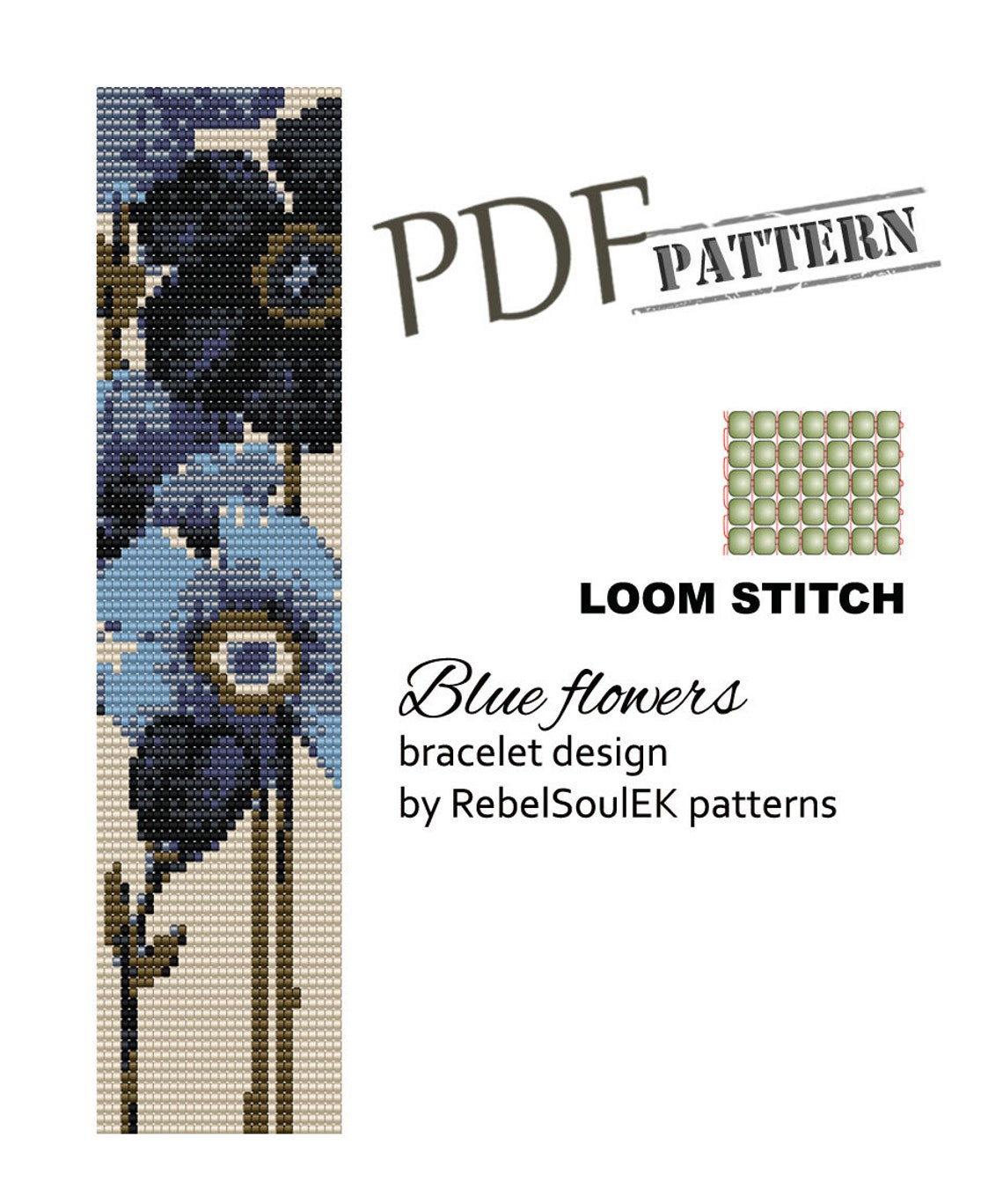 Blue Flower Loom Pattern Flower Loom Instant Download Loom | Etsy