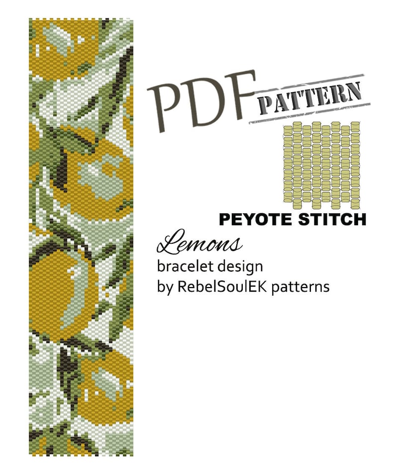 Lemon Peyote Bracelet Pattern, Summer Seed Bead Cuff (PDF Pattern) - Etsy