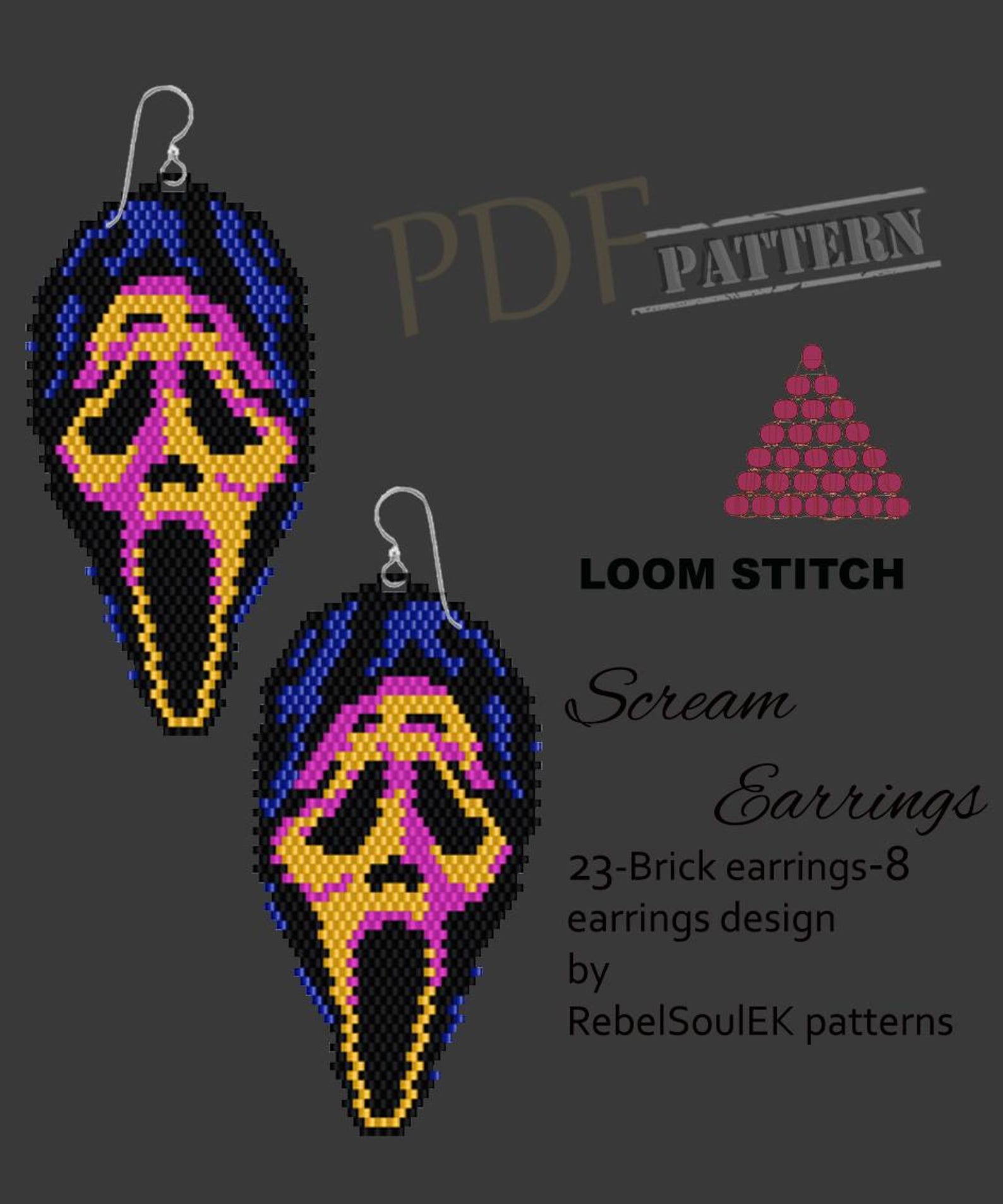 Horror Mask Brick Stitch Earring Pattern: Halloween Movie (PDF Pattern ...