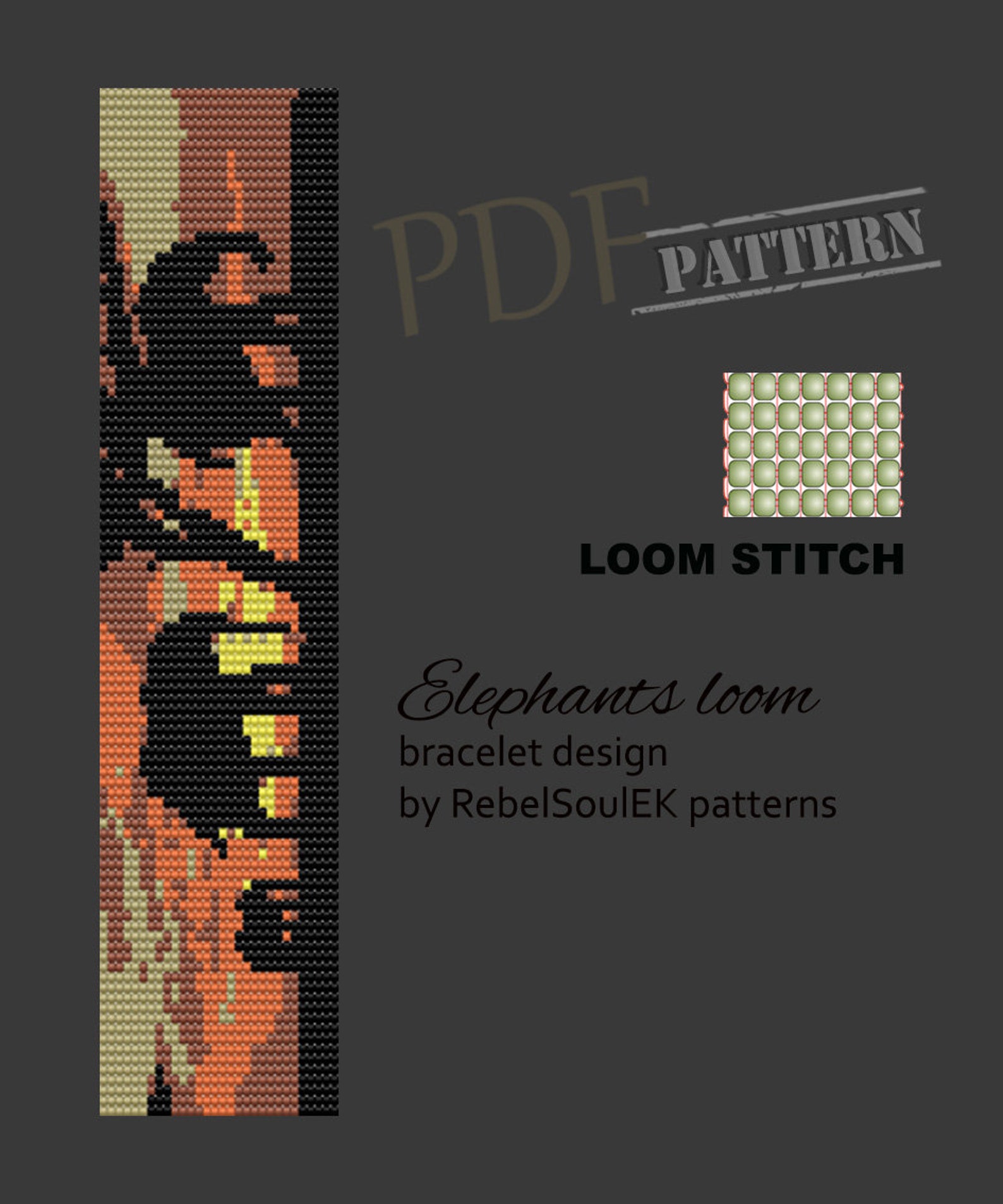 Elephant Safari Loom, Instant Download, Pdf Delica Pattern, African ...