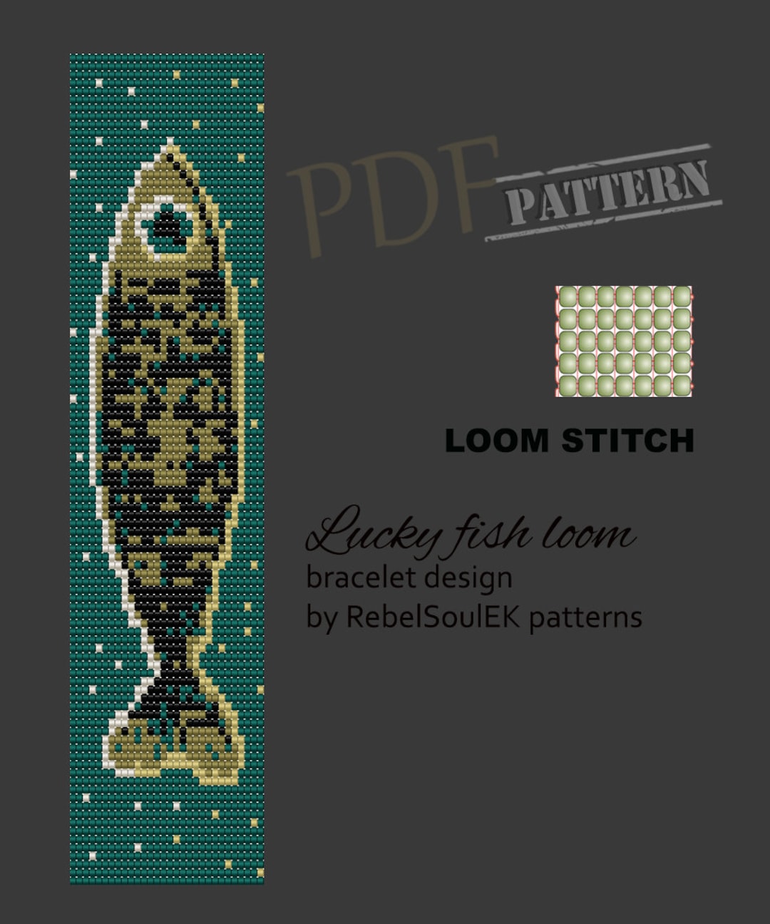 Lucky Fish Pattern, Instant Download, Under Water, Beaded Cuff Pattern ...