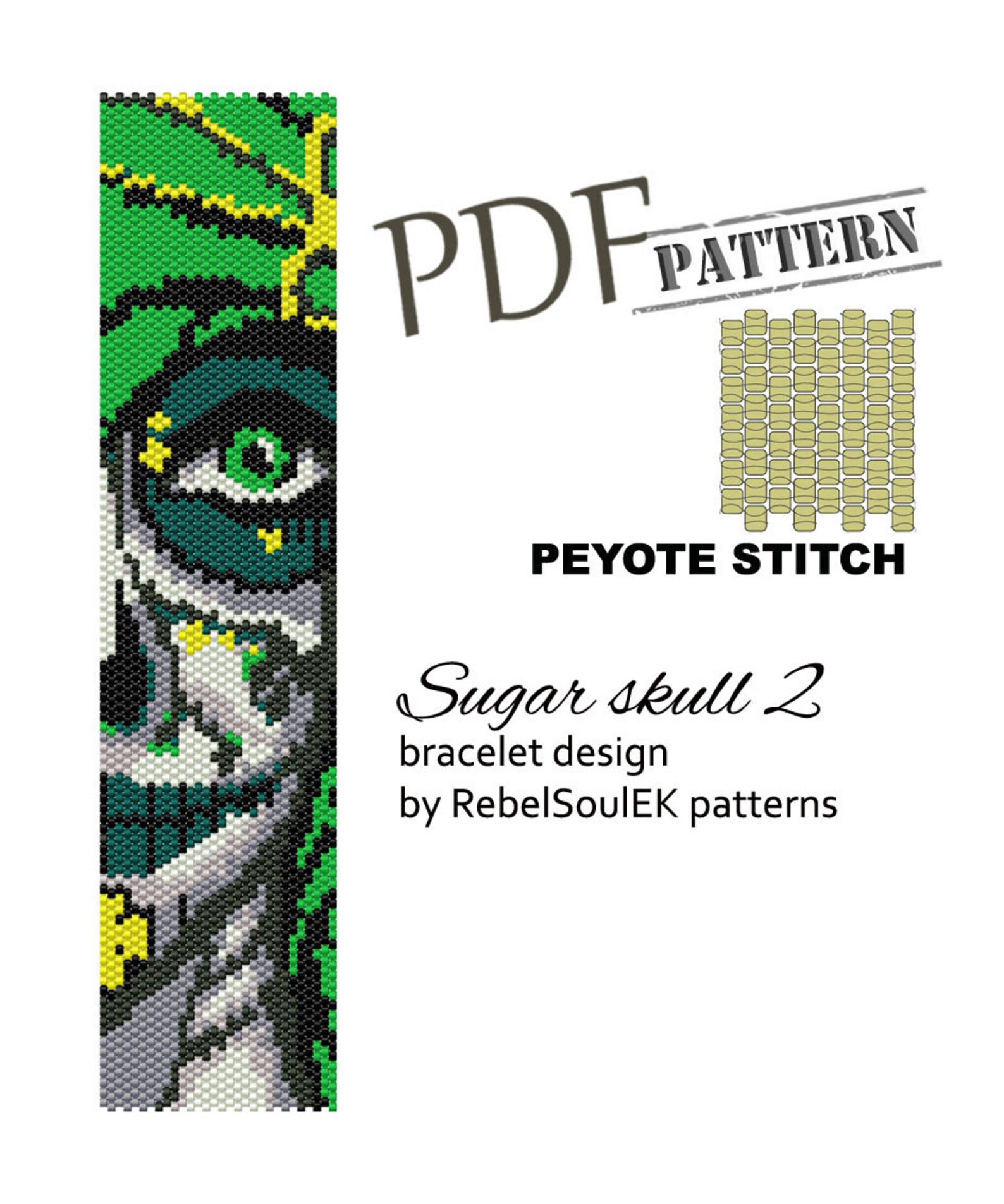 Santa Muerte Beadwork Pattern Sugar Skull Peyote Instant - Etsy