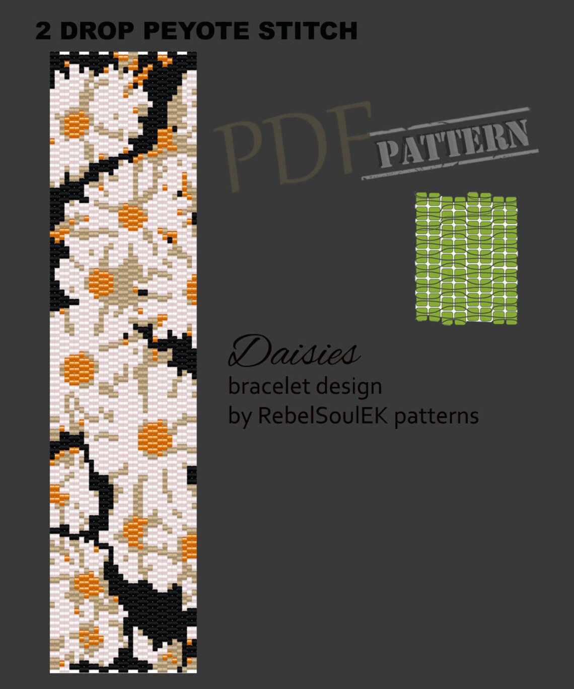 Daisy Peyote Bracelet Pattern, Flower Meadow Design (PDF Pattern) - Etsy