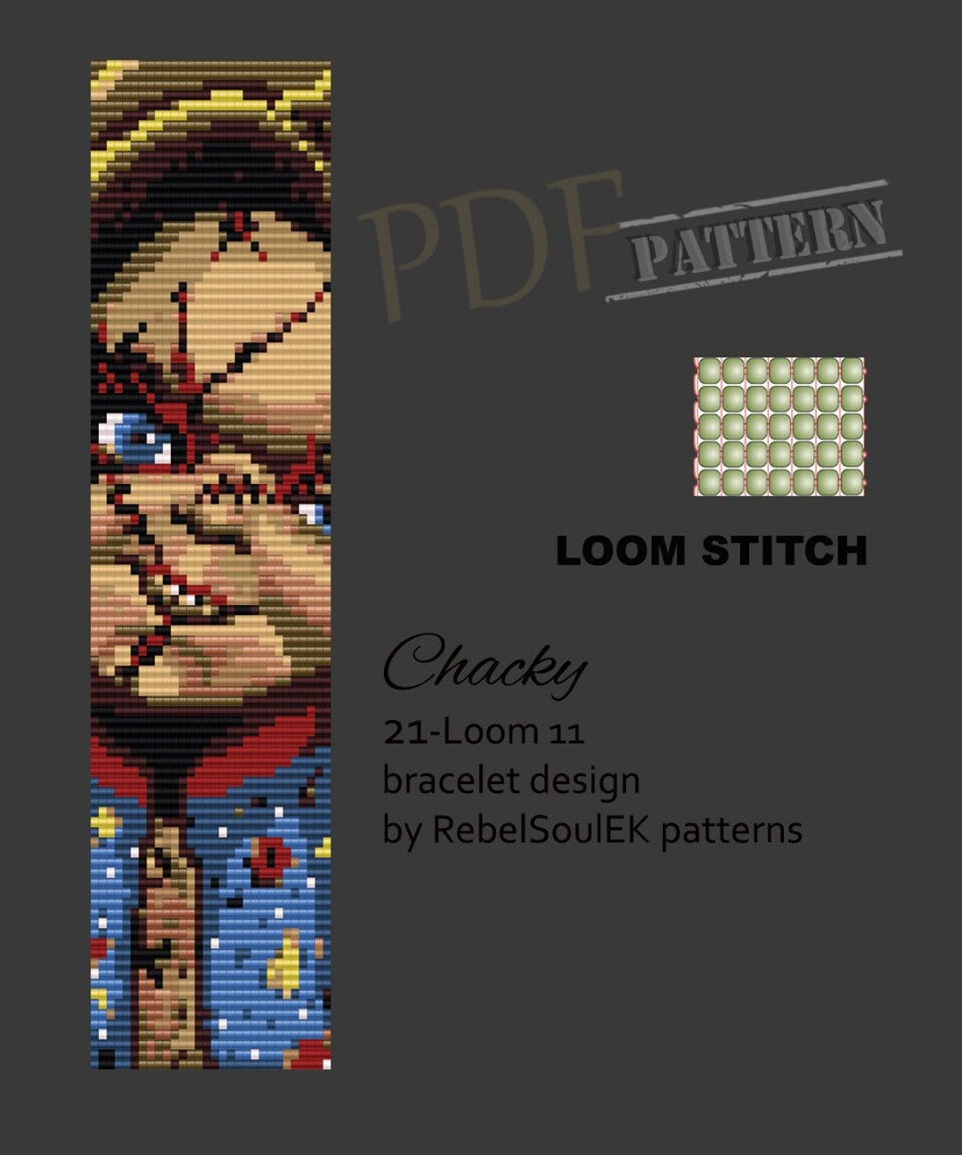 Chacky Pattern, Horror, Childs Play, Loom Bracelet, Goth Loom ...