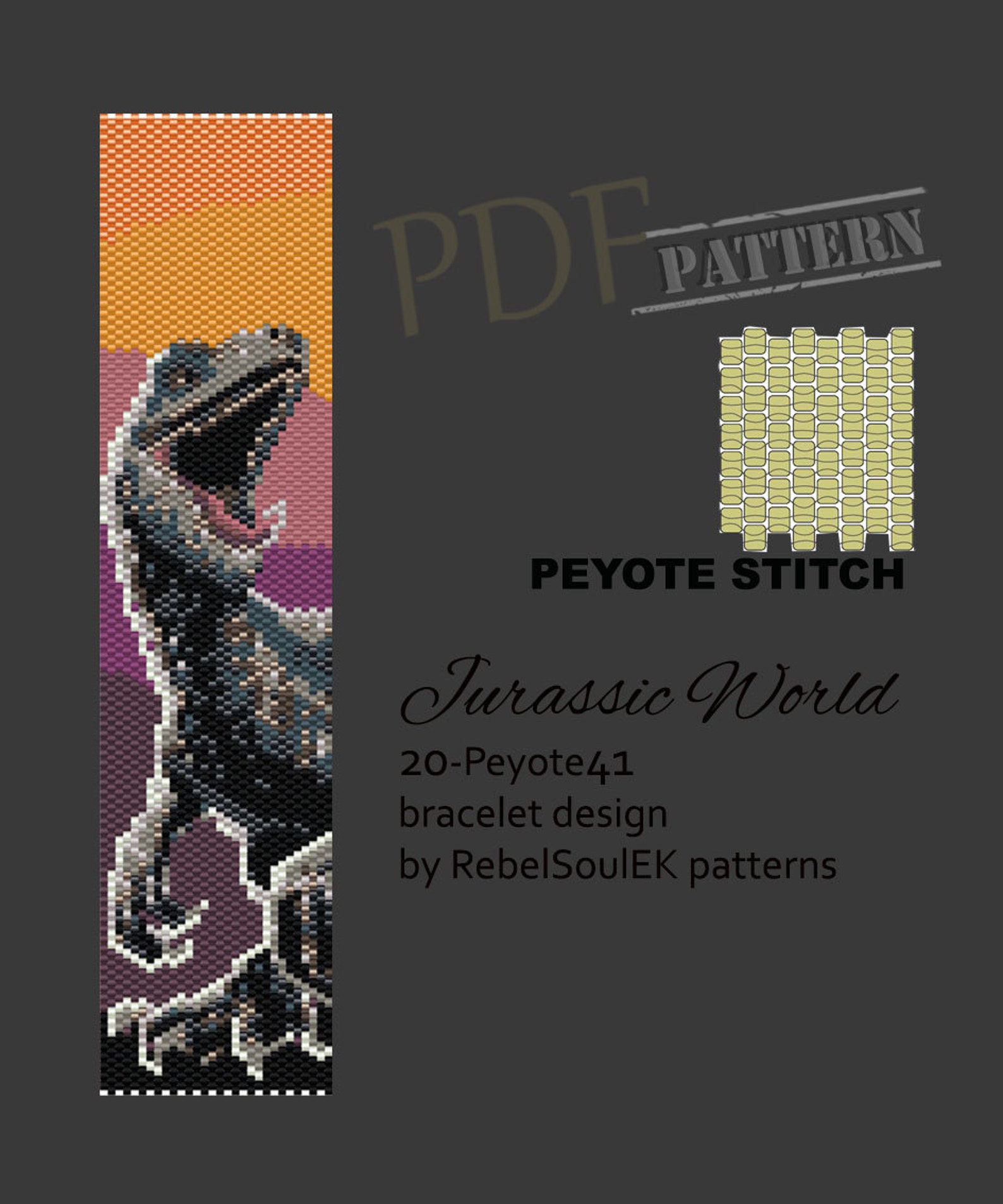 Dinosaur Pattern Jurassic Parkjurassic World Pdf Pattern | Etsy
