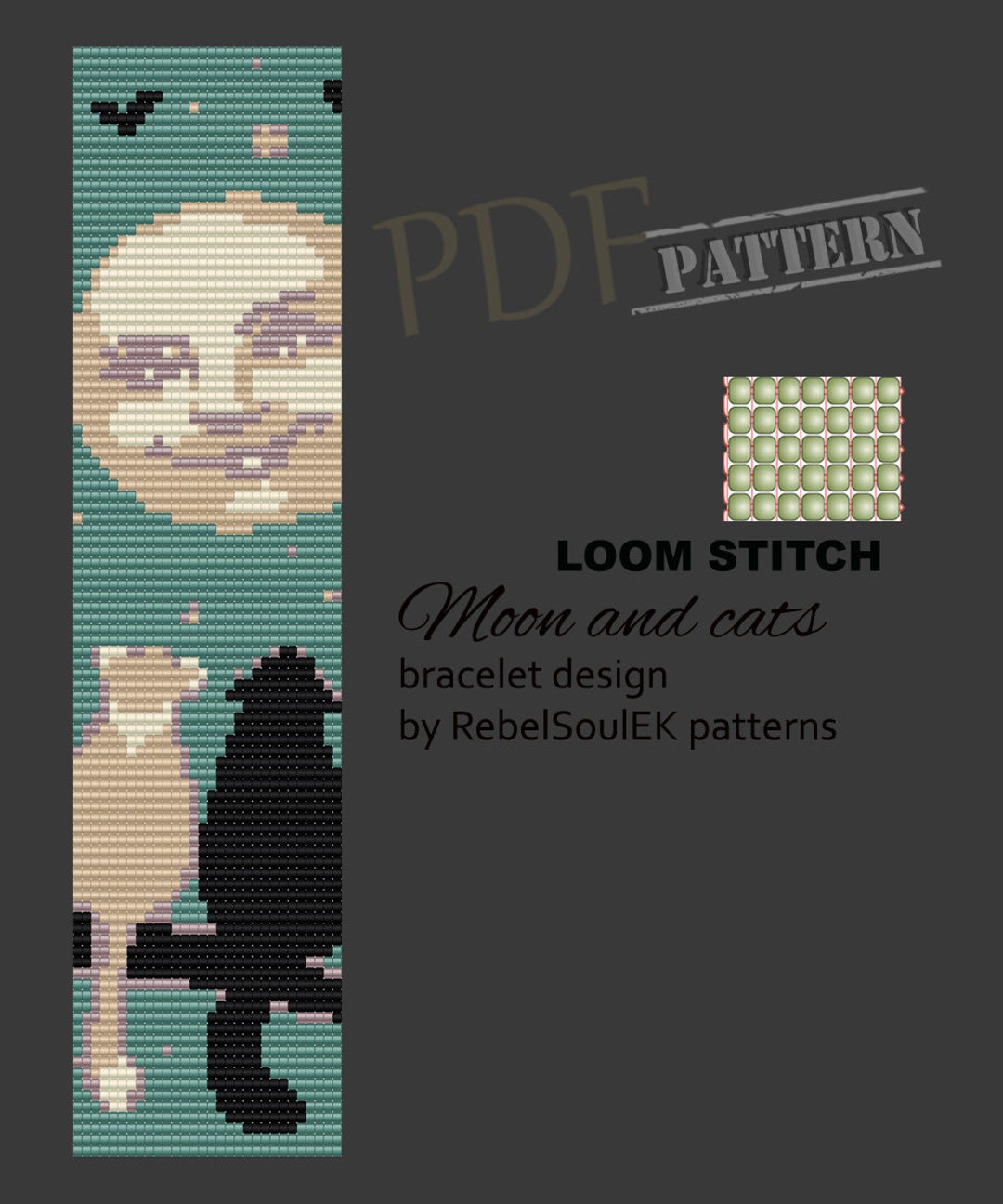 Cats and Midnight Moon Instant Download, Moon Bracelet, Bead Loom ...